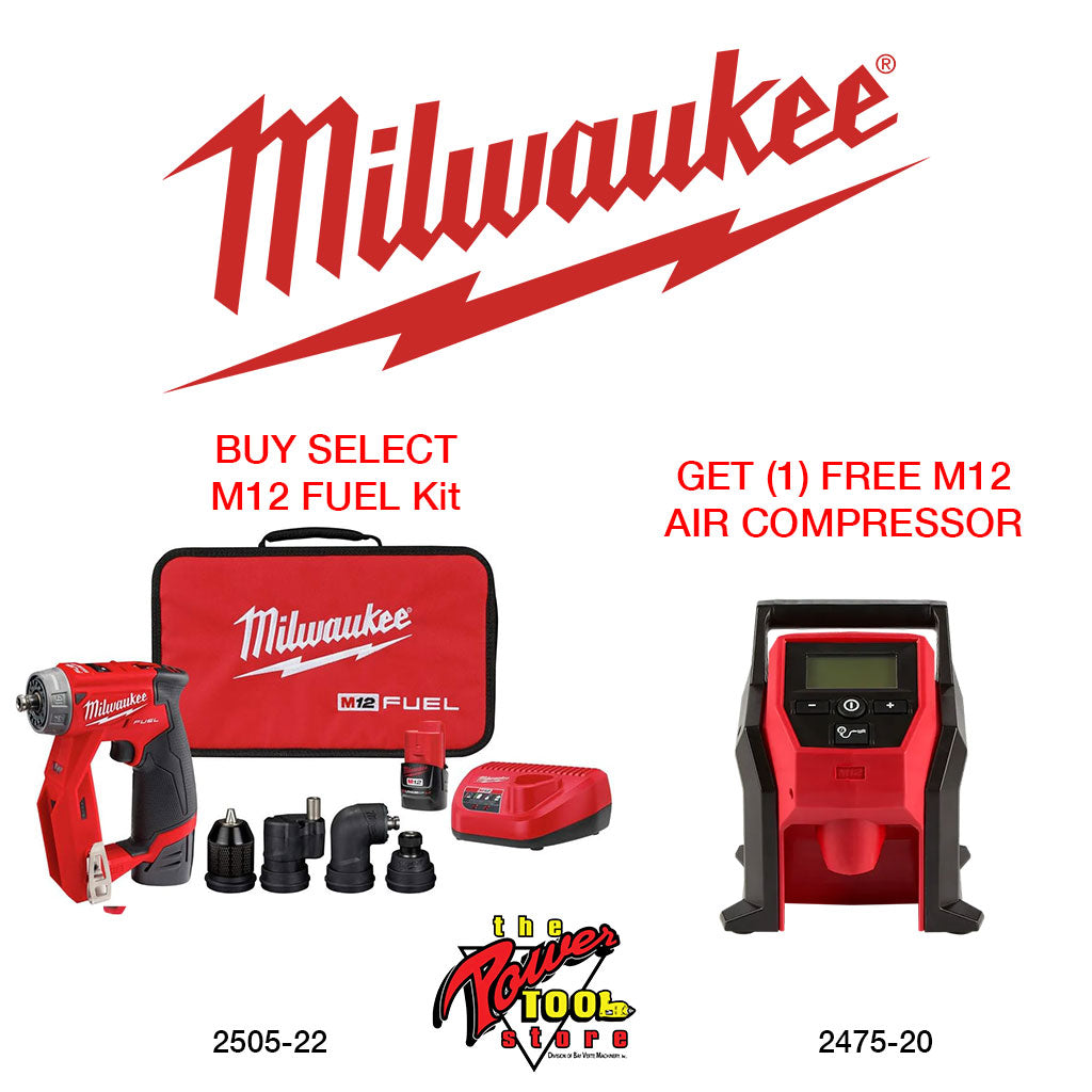 MILWAUKEE M12 FUEL™ Installation Drill/Driver Kit + M12 Inflator/Air C ...