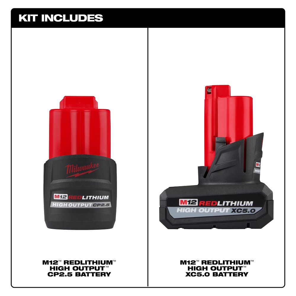 Milwaukee M12 REDLITHIUM HIGH OUTPUT XC5.0 and CP2.5 Battery Starter K ...