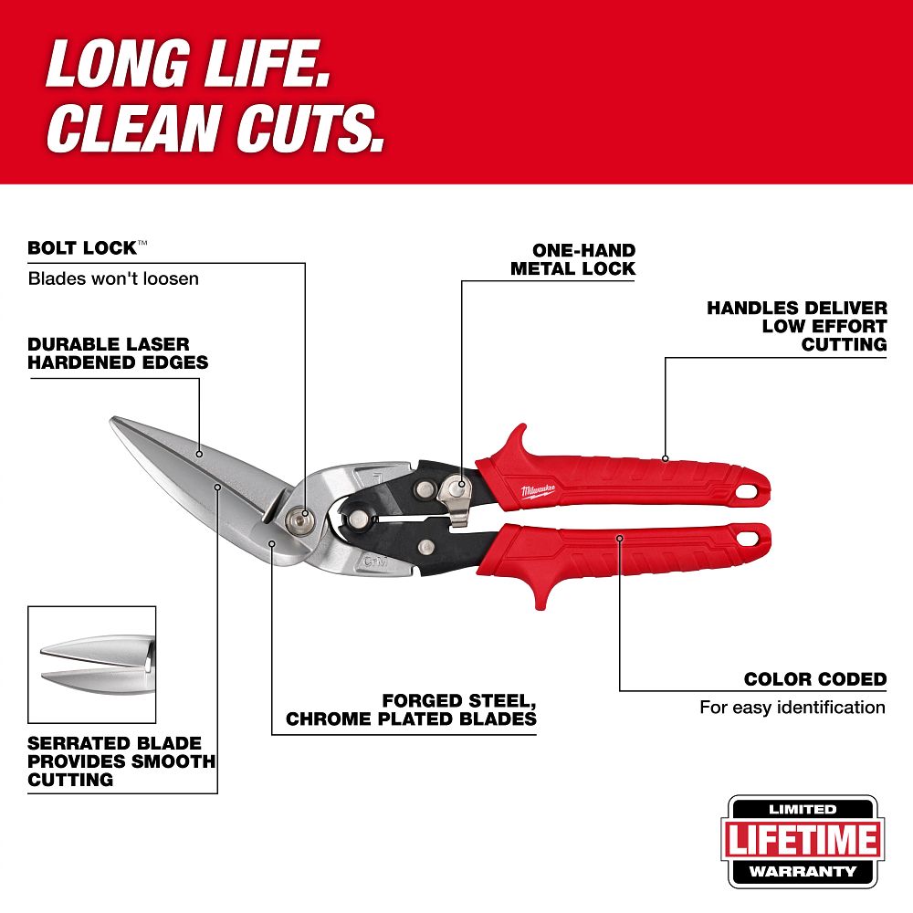 Milwaukee Tools Long Offset Cut Aviation Snips 48-22-4568 — The Power ...