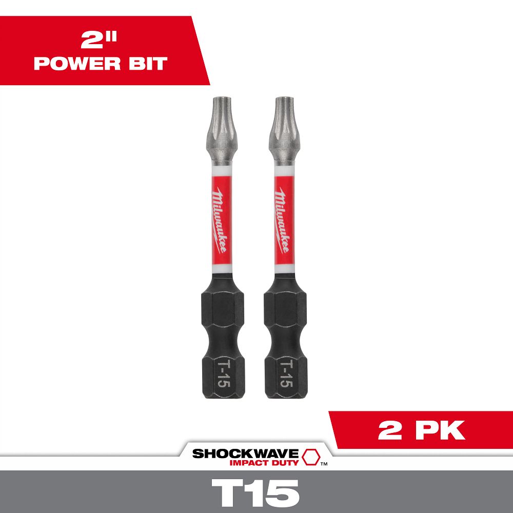 Milwaukee SHOCKWAVE Impact Duty T15 Torx 2" Bit 2PK 48-32-4983 — The ...
