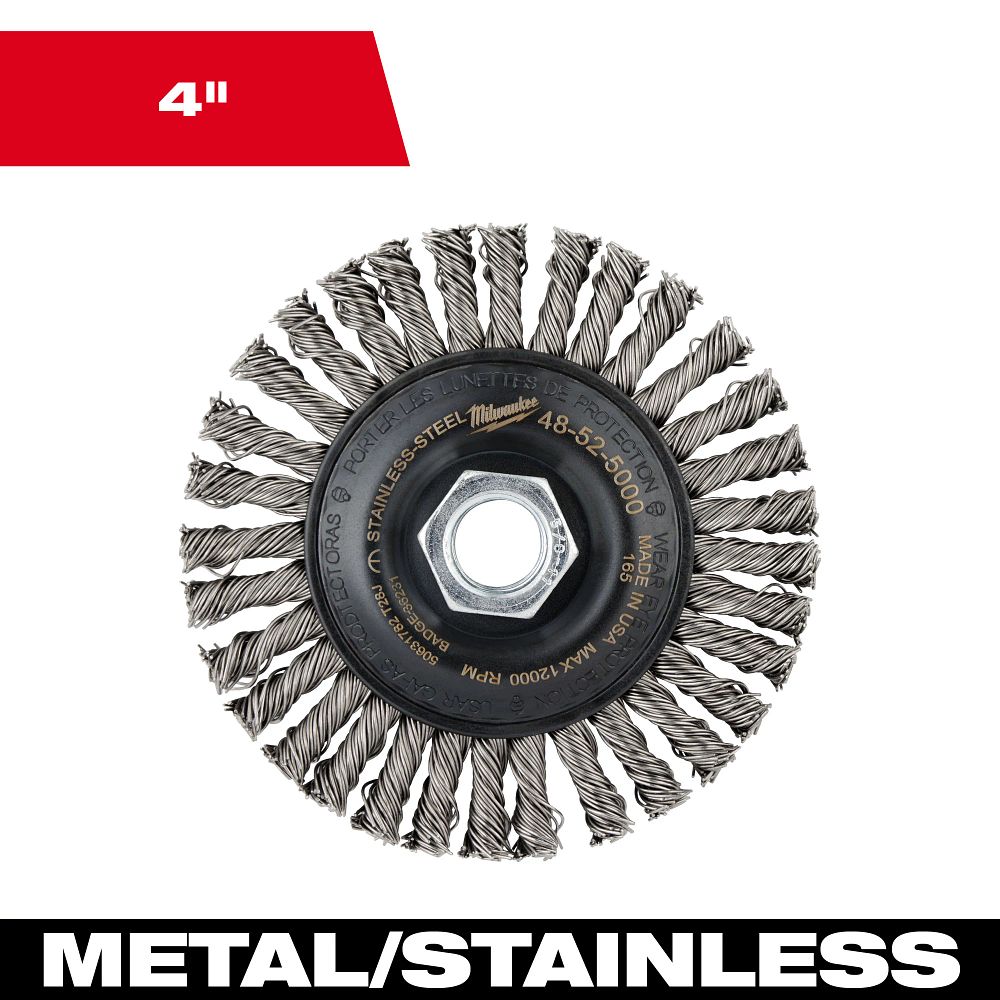 Milwaukee 4" Stainless Steel Stringer Bead Wire Wheel 48-52-5000 — The ...