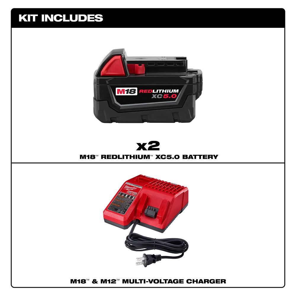 Milwaukee M18 REDLITHIUM XC5.0 Starter Kit M18 48-59-1852B — The Power ...