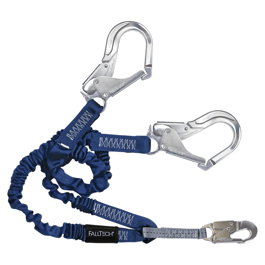 FALLTECH 4-1/2' - 6' ELASTECH® Energy Absorbing Lanyard, Double-Leg w ...