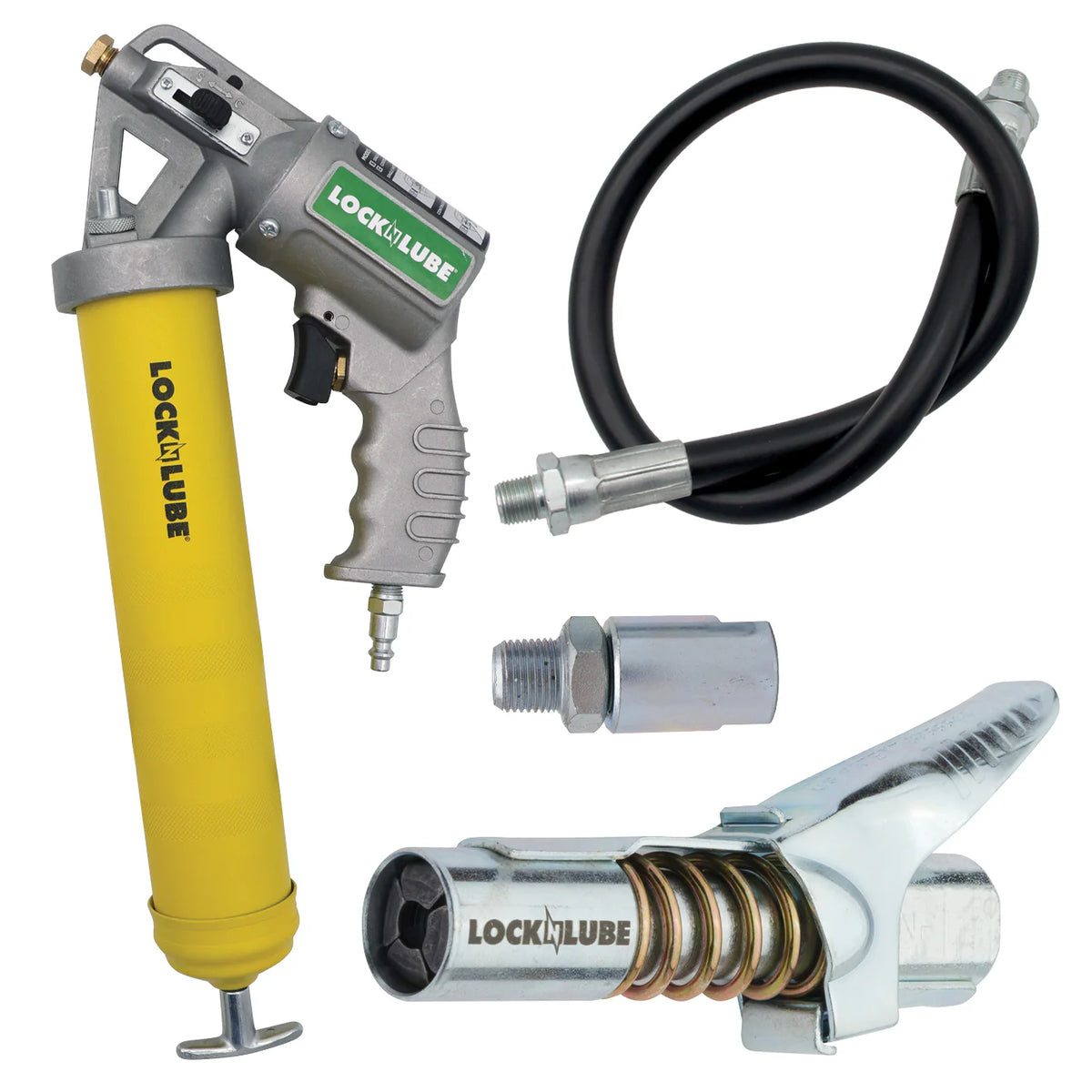 LOCKNLUBE 2-IN-1 Pneumatic Grease Gun w/ Single Shot & Continuous Mode ...