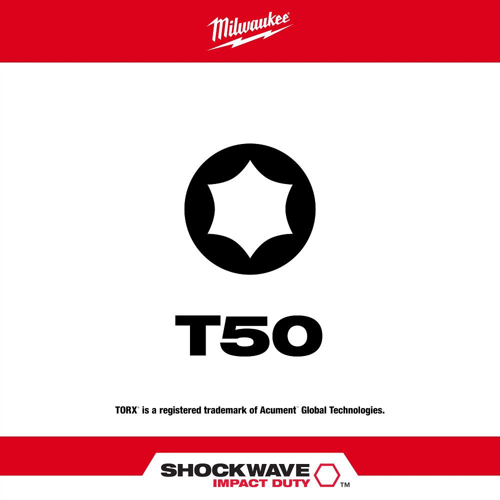 Milwaukee SHOCKWAVE Impact Duty 2" T50 Driver Bit 48-32-4189 — The ...