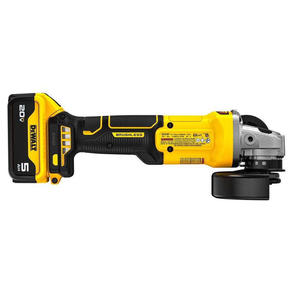 DEWALT 20V MAX* Brushless 4-1/2" Slide-Switch Grinder Kit - DCG407P1 ...
