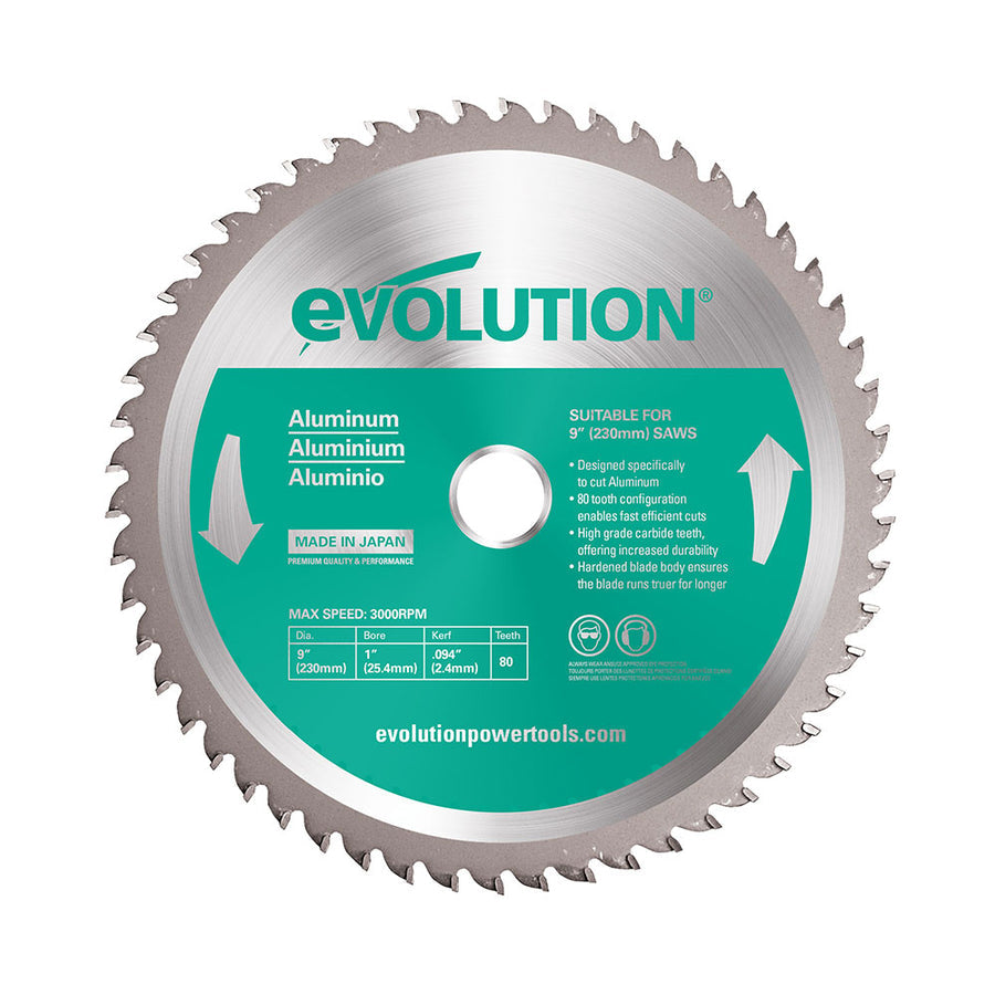 EVOLUTION 9" 80T, 1" Arbor, Tungsten Carbide Tipped Aluminum & Non-Fer ...